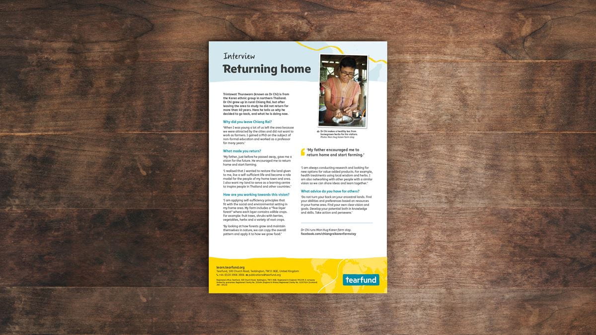 Interviews: Interview: Returning home - Tearfund Learn