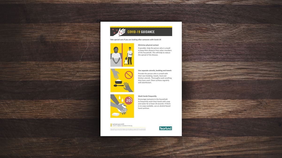 Posters: Covid-19: Caring for someone who is sick - Tearfund Learn