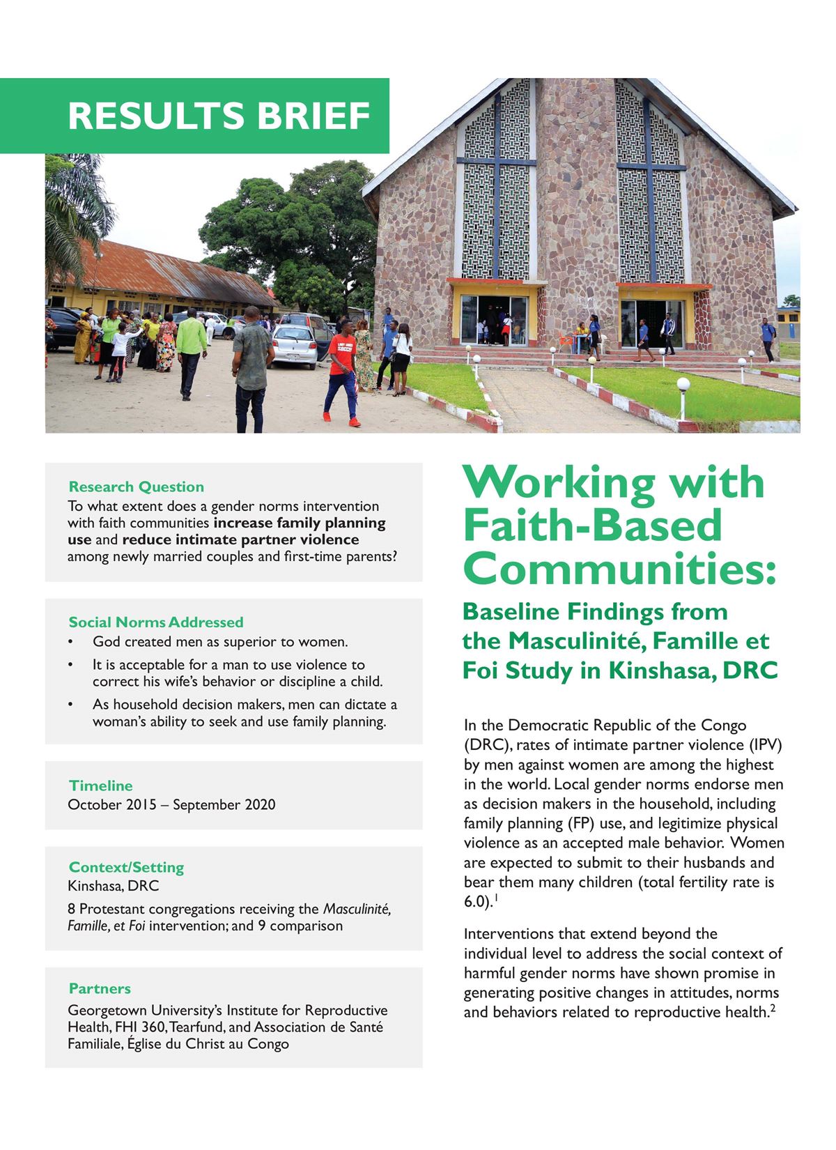 Research reports: Masculinité, Famille et Foi (MFF): Baseline results brief - Tearfund Learn